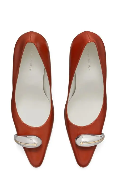 Tory Burch Pierced Xl Leather Pump - Sienna Red