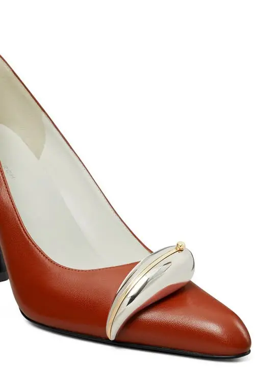 Tory Burch Pierced Xl Leather Pump - Sienna Red