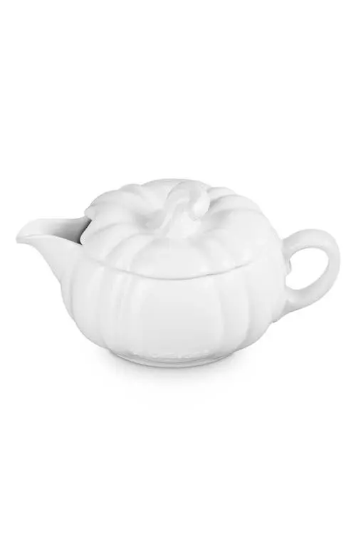 LE CREUSET Pumpkin Gravy Boat & Lid - White