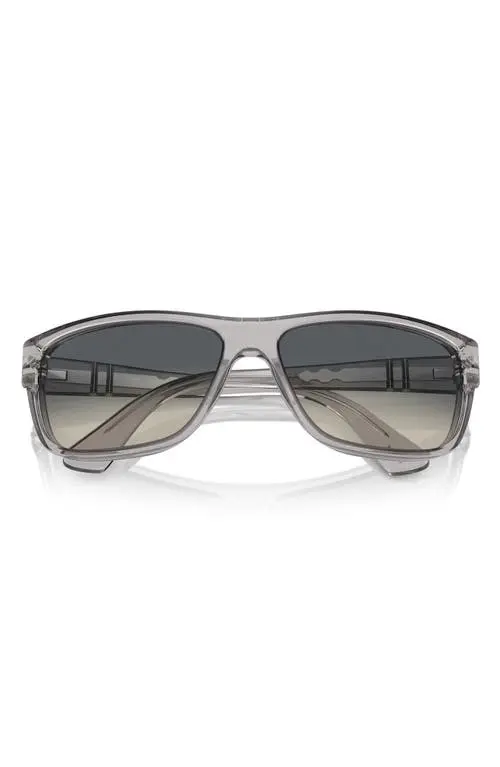 Persol 63mm Oversized Rectangle Sunglasses - Transparent Grey