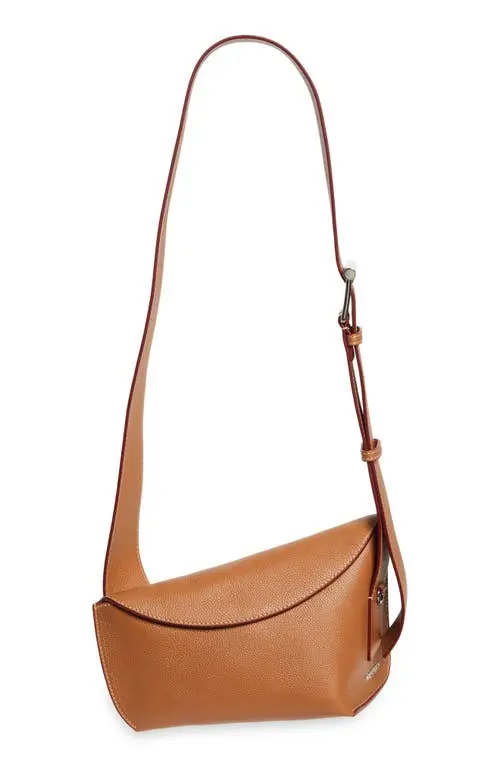 Alexander McQueen T-bar Sling Asymmetric Leather Crossbody Bag - Silver/pecan