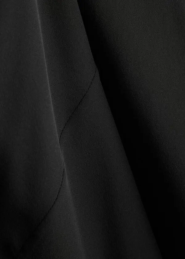 Helmut Lang Silk Crepe De Chine Cape Effect Blouse - Black
