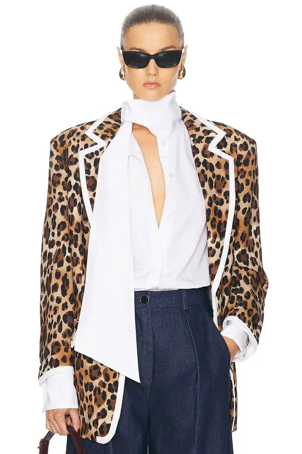ROWEN ROSE Oversized Signature Blazer - Leopard