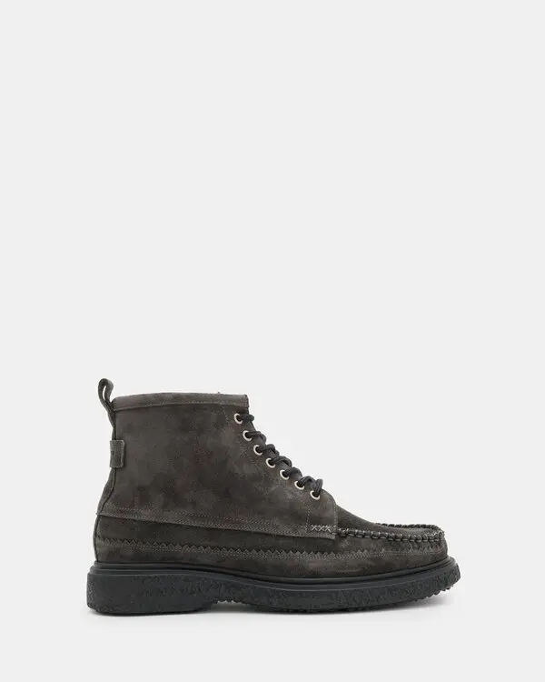 Allsaints Gibbs Mocassin Suede Boots In Charcoal Grey - 60  display picture 3