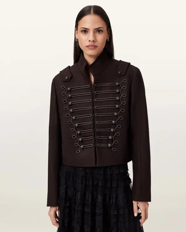 ALLSAINTS Cropped Wool Blend Jacket With Rope Detailing