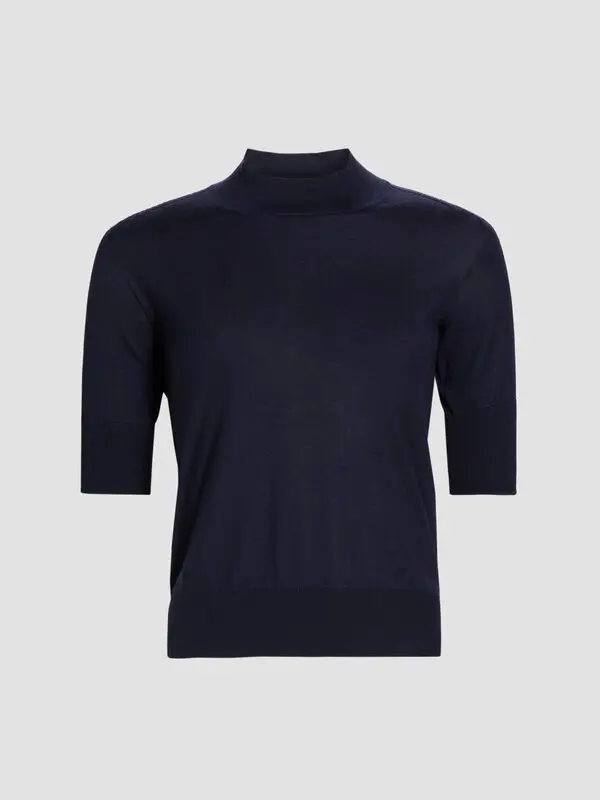 JIL SANDER Wool & Cashmere-blend Rib-knit Trim Sweater - Midnight