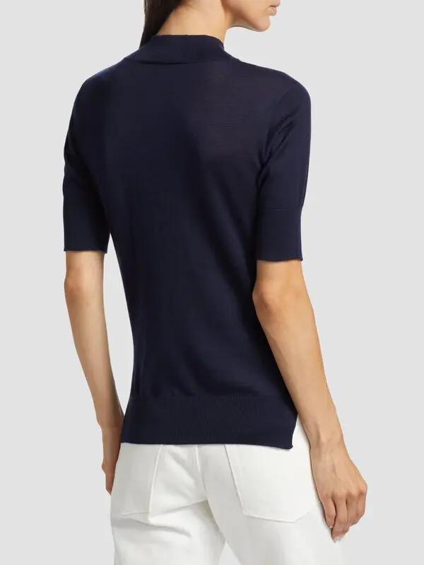 JIL SANDER Wool & Cashmere-blend Rib-knit Trim Sweater - Midnight