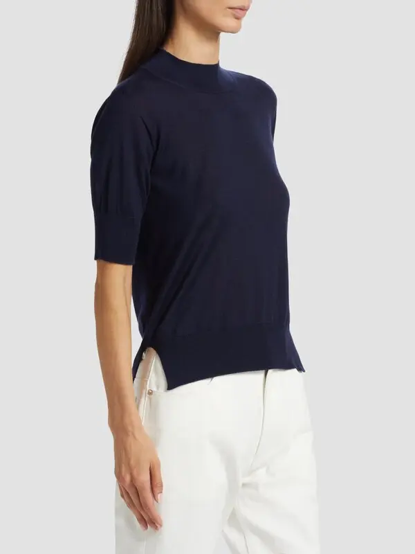 JIL SANDER Wool & Cashmere-blend Rib-knit Trim Sweater - Midnight