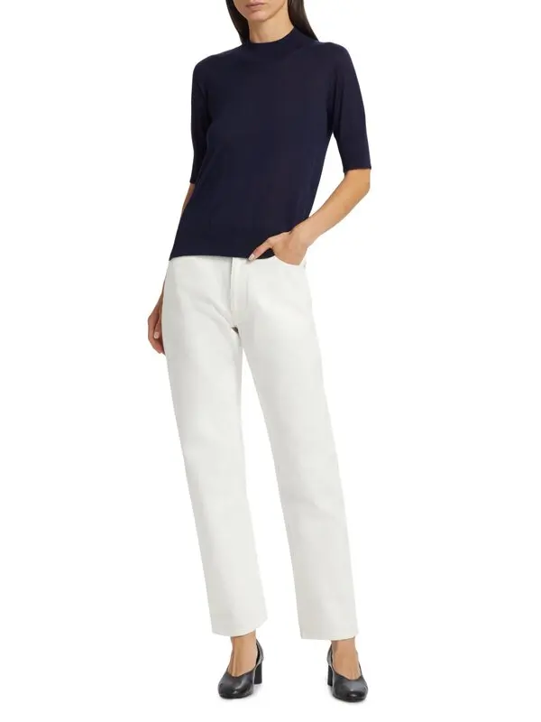 JIL SANDER Wool & Cashmere-blend Rib-knit Trim Sweater - Midnight