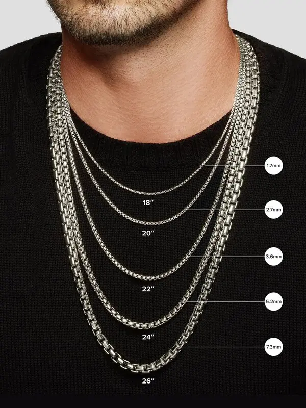 David Yurman Box Chain Necklace In Sterling 7.3mm - Silver