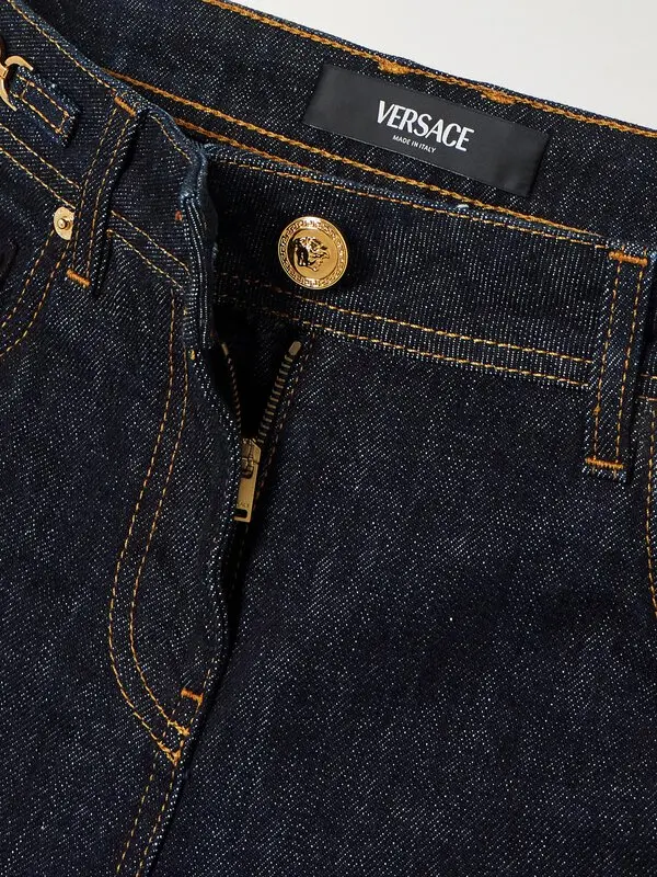 Versace Embellished Cropped Straight-leg Jeans