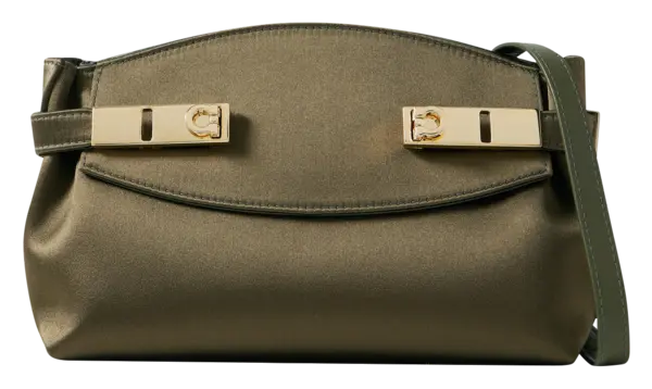 FERRAGAMO Hug Satin Shoulder Bag - Green