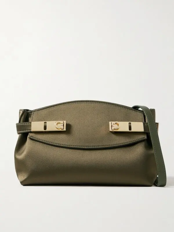 FERRAGAMO Hug Satin Shoulder Bag