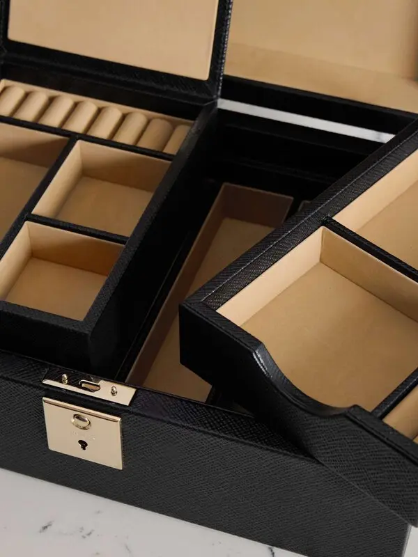Smythson Panama Textured-leather Jewelry Box