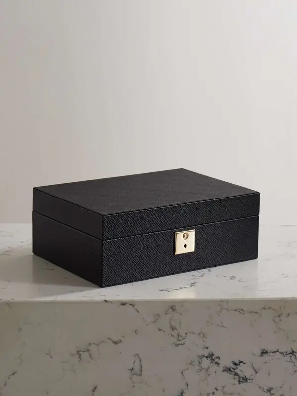 Smythson Panama Textured-leather Jewelry Box