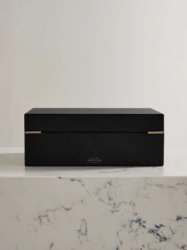 Smythson Panama Textured-leather Jewelry Box