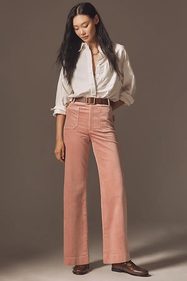 Maeve The Colette Corduroy Full-length Wide-leg Pants - Light Pink