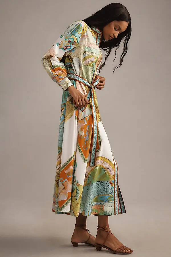 Alemais Atlas Long-Sleeve Maxi Shirt Dress In Multicolor - 38% Off |  Editorialist