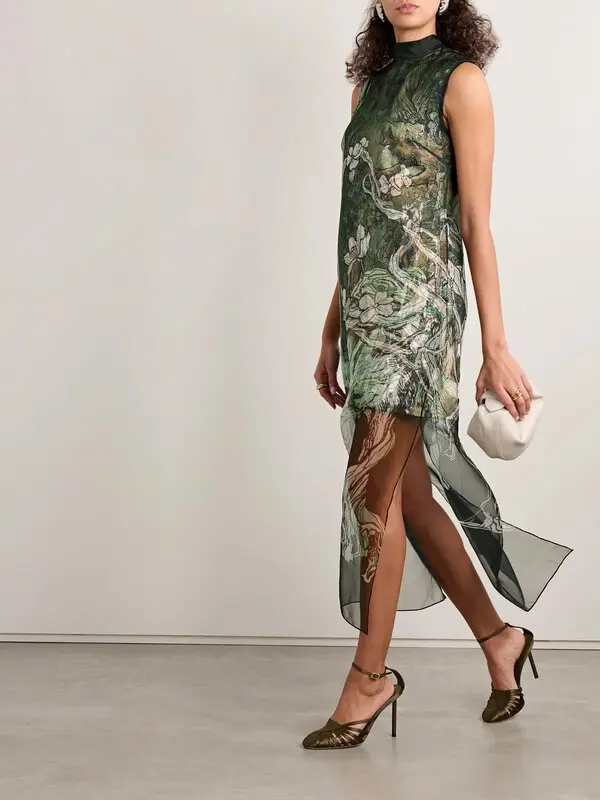 jason wu green silk dress SMUDGED CANVAS SILK TWILL SHIRTDRESS WITH BELT  Jason Wu Studio