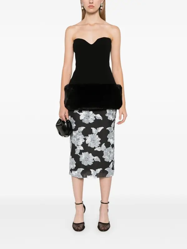 ROTATE BY BIRGER CHRISTENSEN Floral Mesh Pencil Skirt