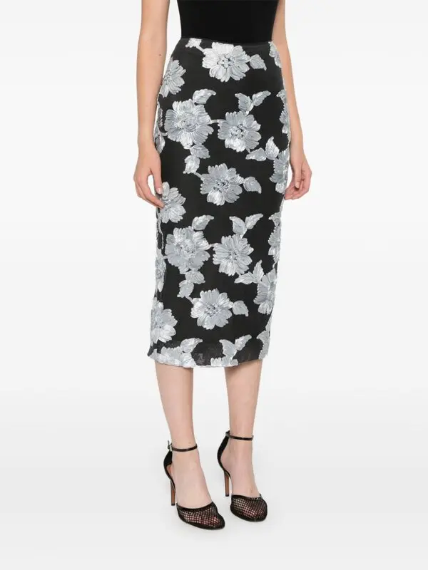 ROTATE BY BIRGER CHRISTENSEN Floral Mesh Pencil Skirt