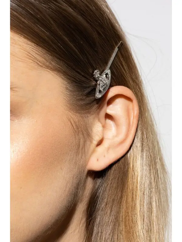 VIVIENNE WESTWOOD Logo Hair Clip - Silver