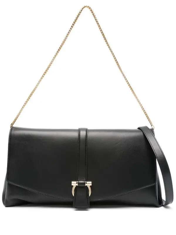 FERRAGAMO Gancini-buckle Shoulder Bag - Black