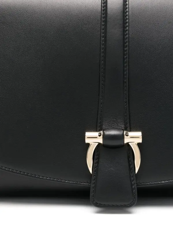 FERRAGAMO Gancini-buckle Shoulder Bag - Black