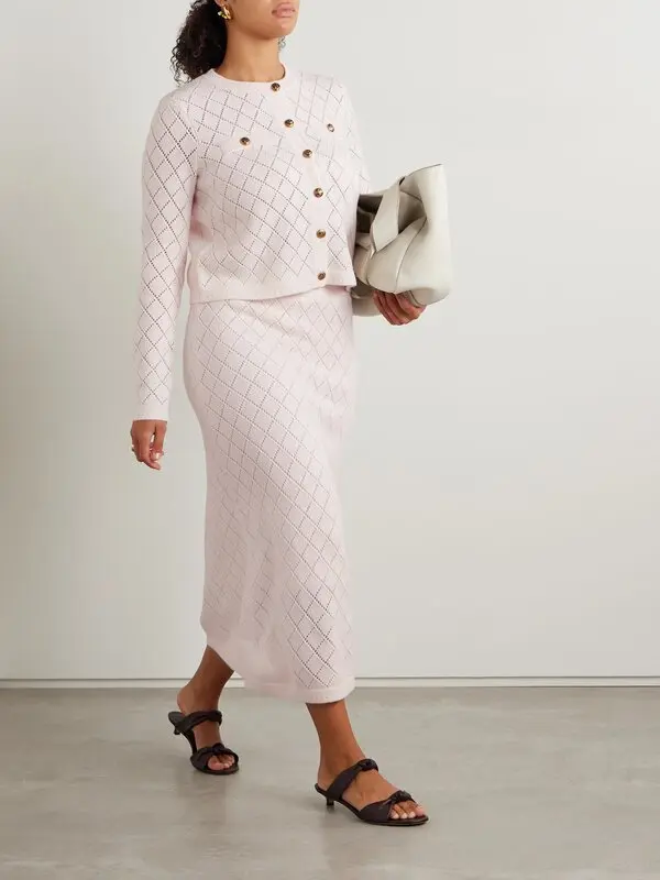 Zimmermann Pointelle-knit Wool Midi Skirt