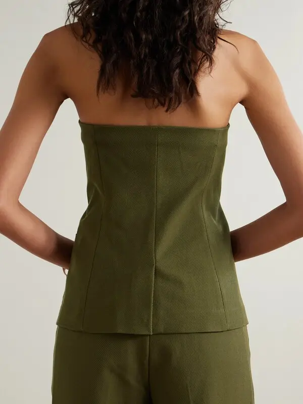 Staud Brigade Strapless Twill Bustier Top