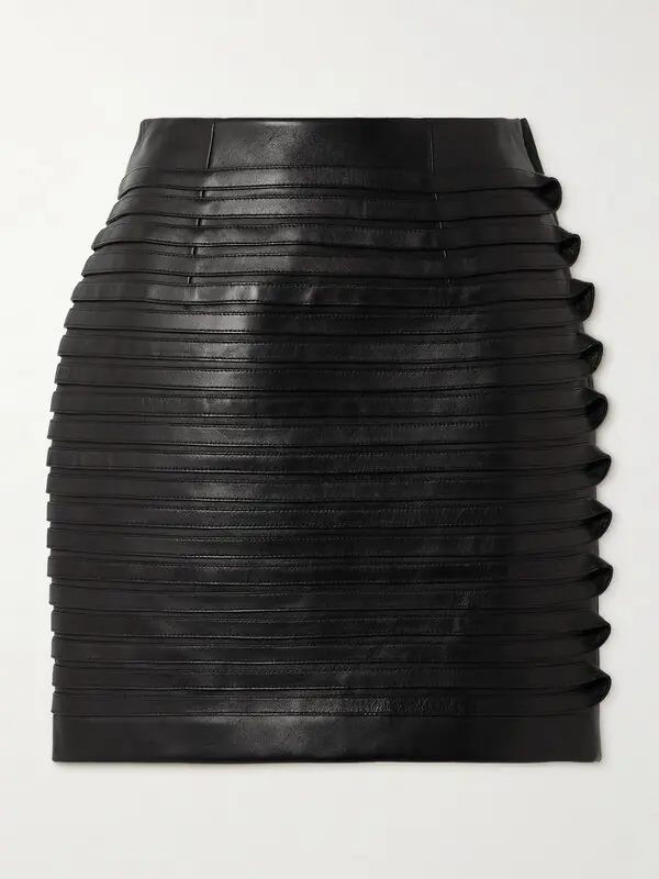 Versace Paneled Leather Mini Skirt - Black
