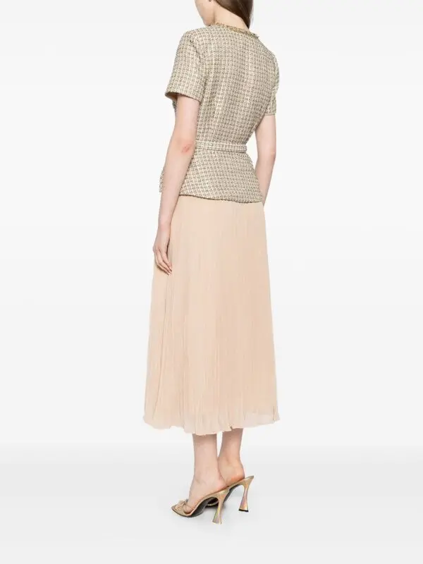 gold boucle midi dress Gala Strapless Tweed Midi Dress / Gold | MESHKI main image 1