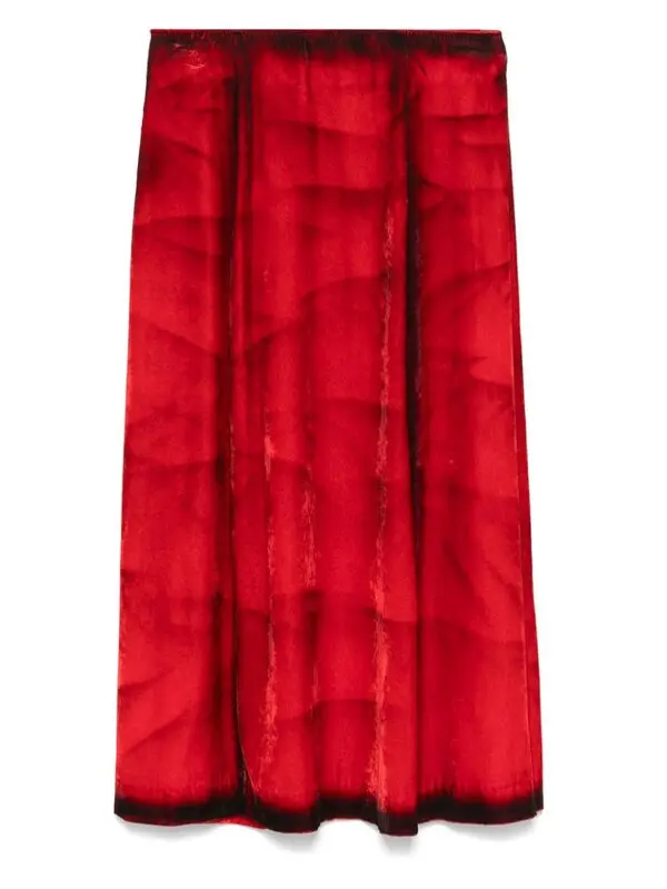TELA Flame Velvet Midi Skirt - Red