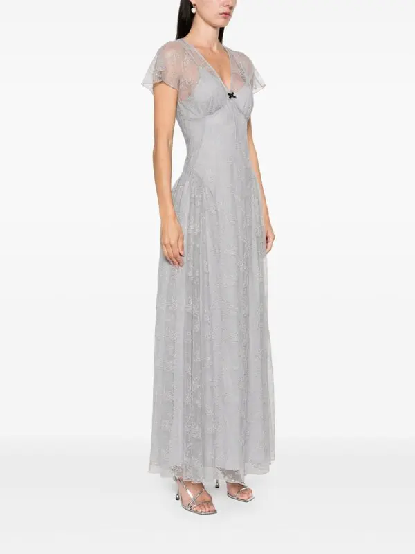 Remain Birger Christensen Lace V-Neck Maxi Dress - Grey | Editorialist