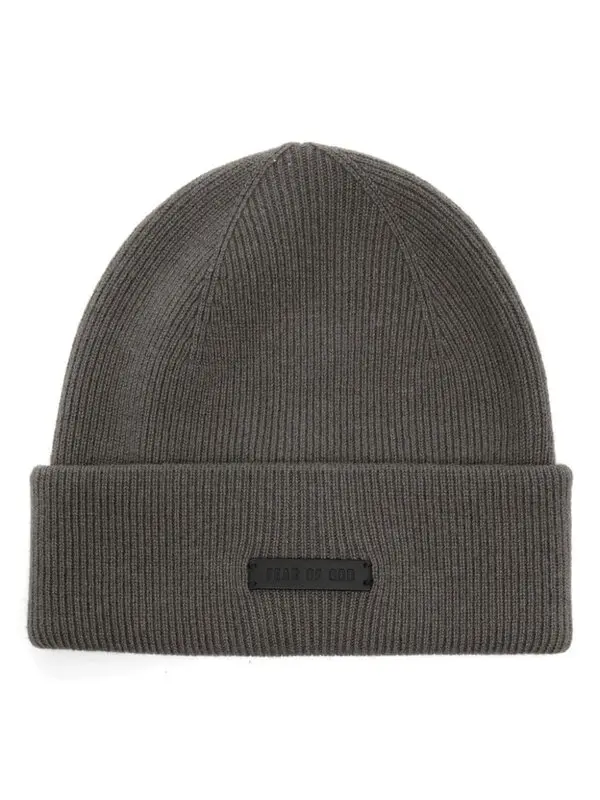 Fear Of God Logo-patch Beanie - Grey