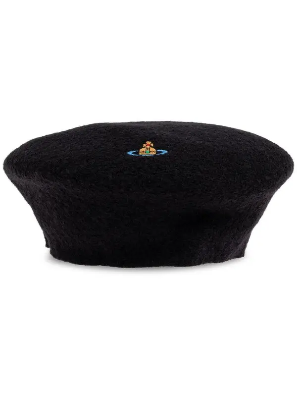 Vivienne Westwood Orb-Embroidered Beret - Black | Editorialist display picture 2