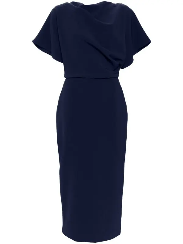 Amsale Draped Midi Dress - Blue