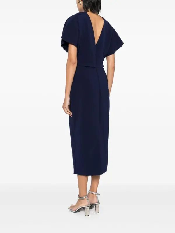 Amsale Draped Midi Dress - Blue