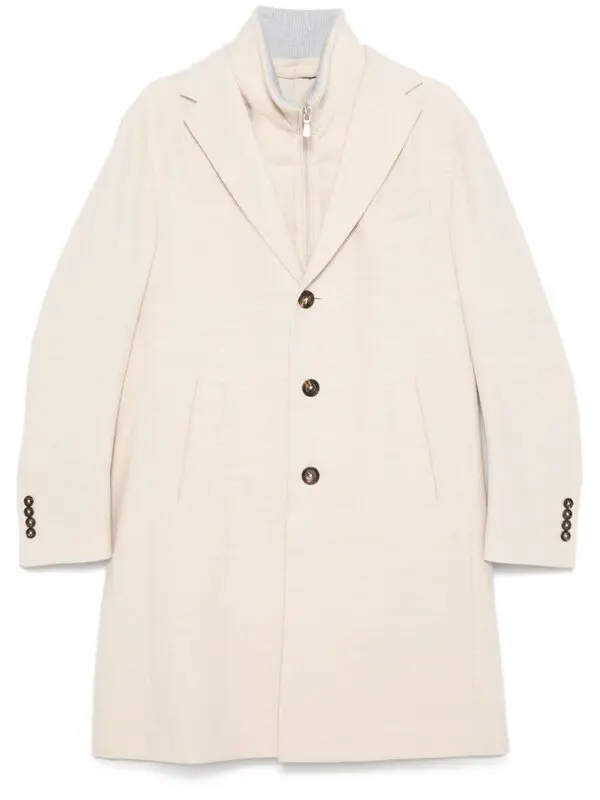 Eleventy Single-breasted Wool Coat - Neutrals