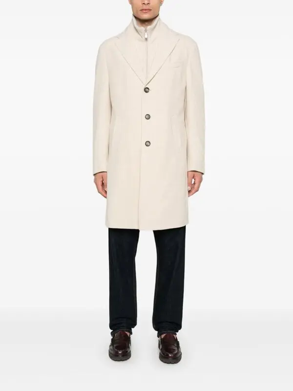 Eleventy Single-breasted Wool Coat - Neutrals
