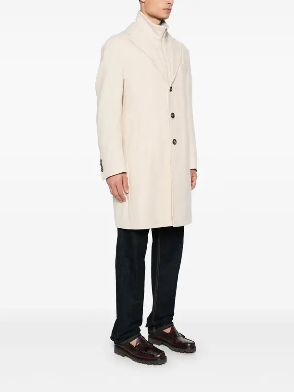 Eleventy Single-breasted Wool Coat - Neutrals