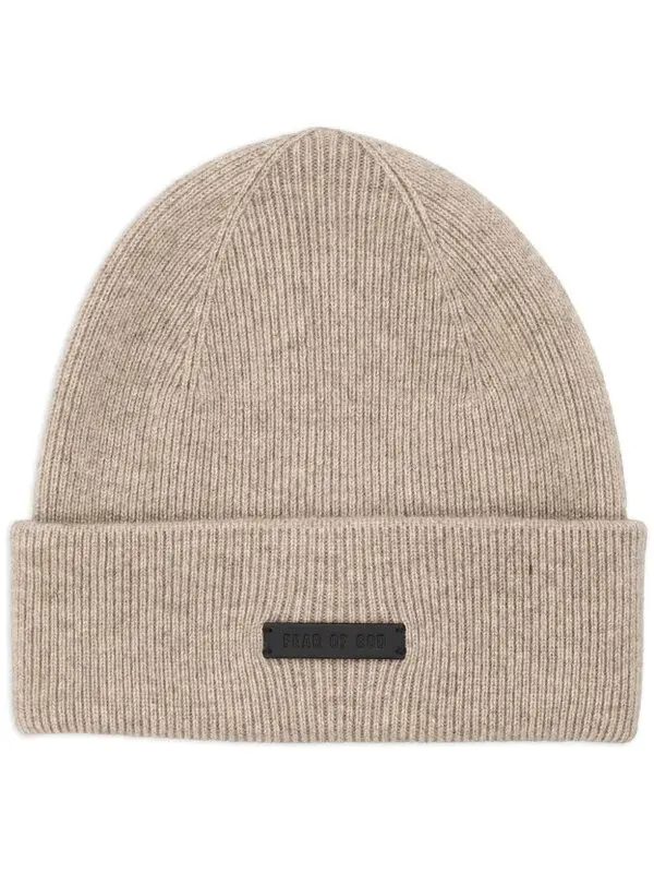 Fear Of God Logo-patch Beanie - Neutrals