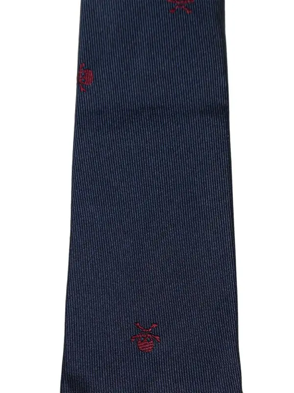 Vivienne Westwood Embroidered-Skull Silk Tie - Blue | Editorialist