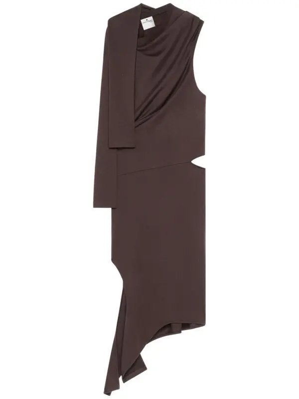 COURREGES Draped Cut-out Midi Dress - Brown
