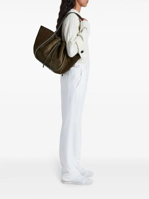 Proenza Schouler Large Ruched Suede Tote Bag - Green
