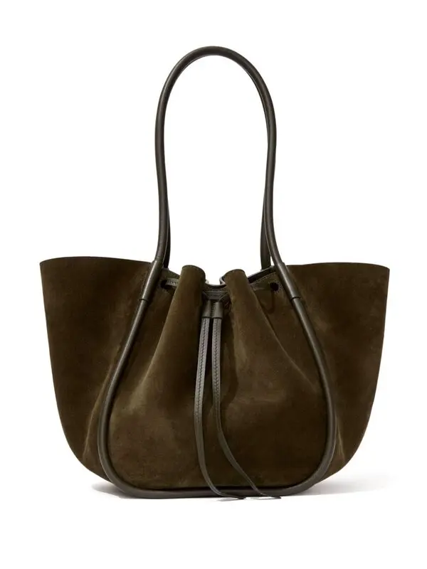 Proenza Schouler Large Ruched Suede Tote Bag - Green
