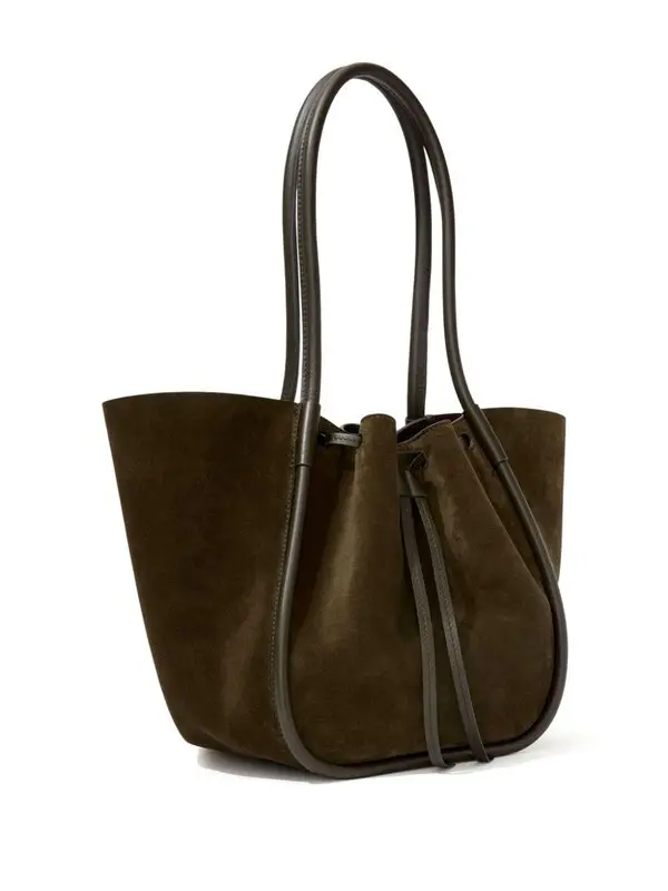 Proenza Schouler Large Ruched Suede Tote Bag - Green