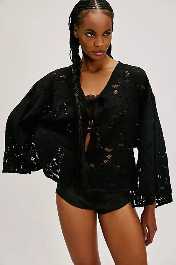Free People Romona Lace Jacket - Black | Editorialist