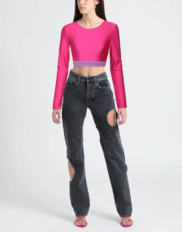 Versace Long Sleeve Crop Top - Pink