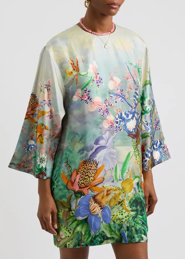 alemais mirage mini dress Alemais Mirage Printed Silk-Satin Mini Dress In Multicoloured - 60% Off